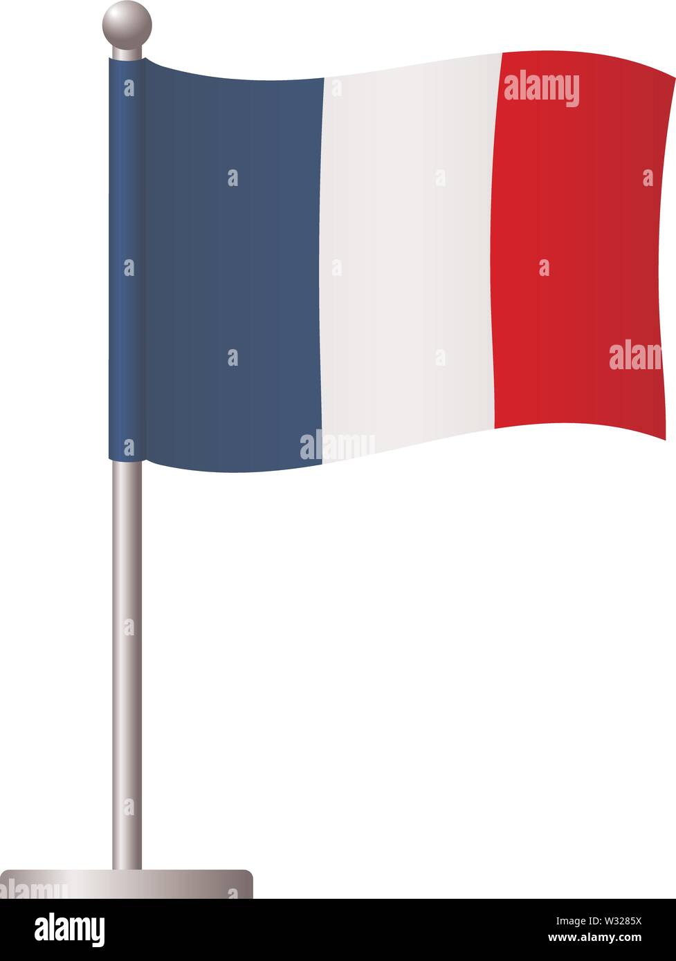 France flag on pole. Metal flagpole. National flag of France vector ...