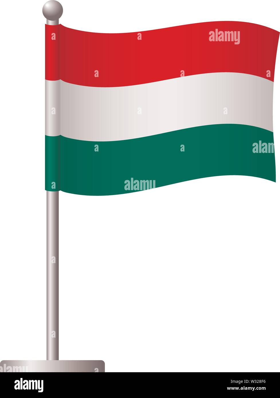 Hungary flag on pole. Metal flagpole. National flag of Hungary vector ...