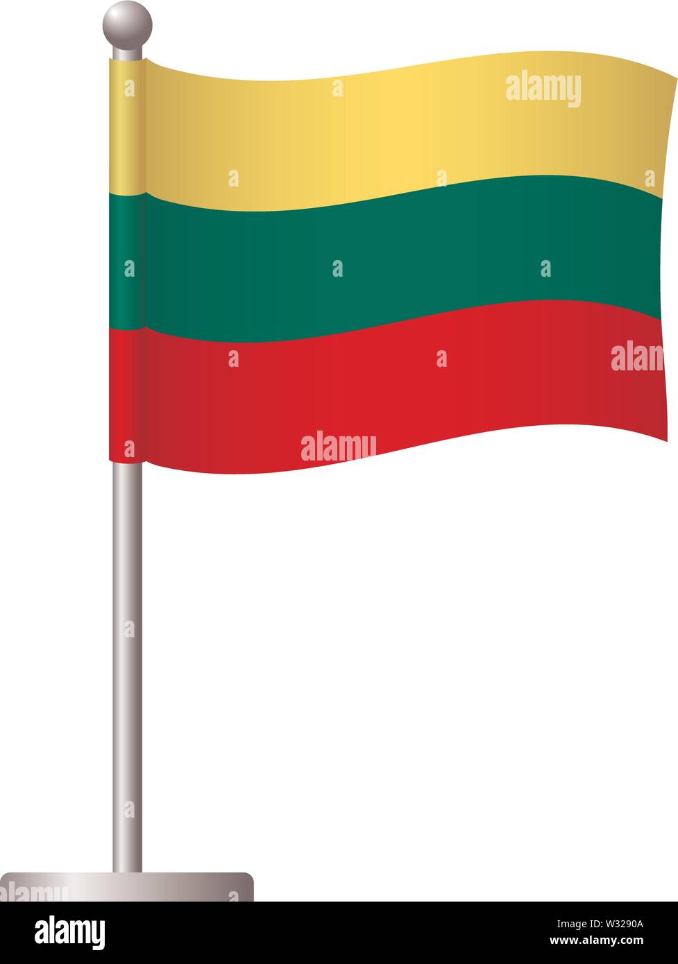 lithuania flag on pole. Metal flagpole. National flag of lithuania ...