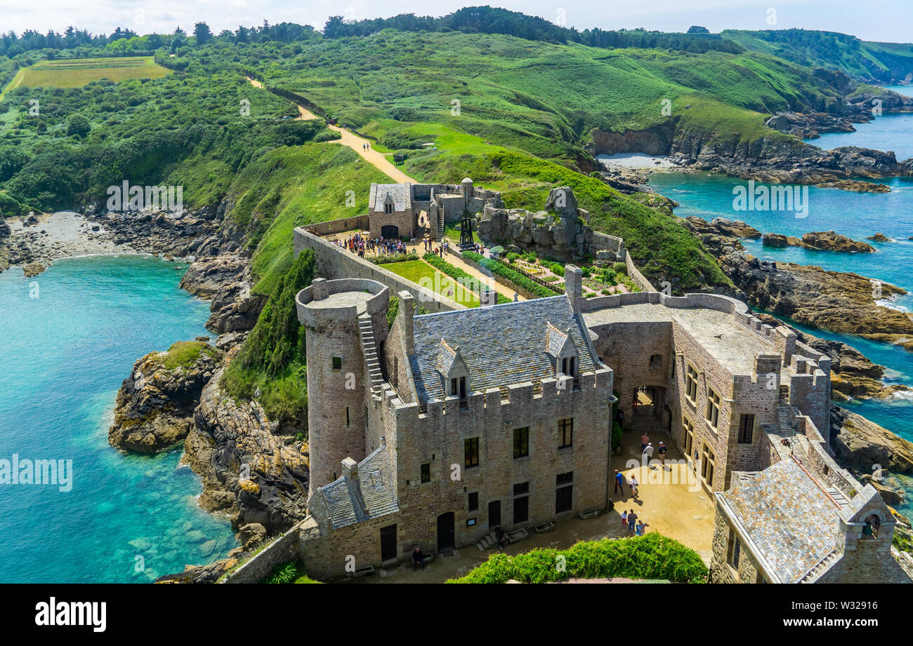 XIVth century medieval castle Fort La Latte aerial view, Brittany ...