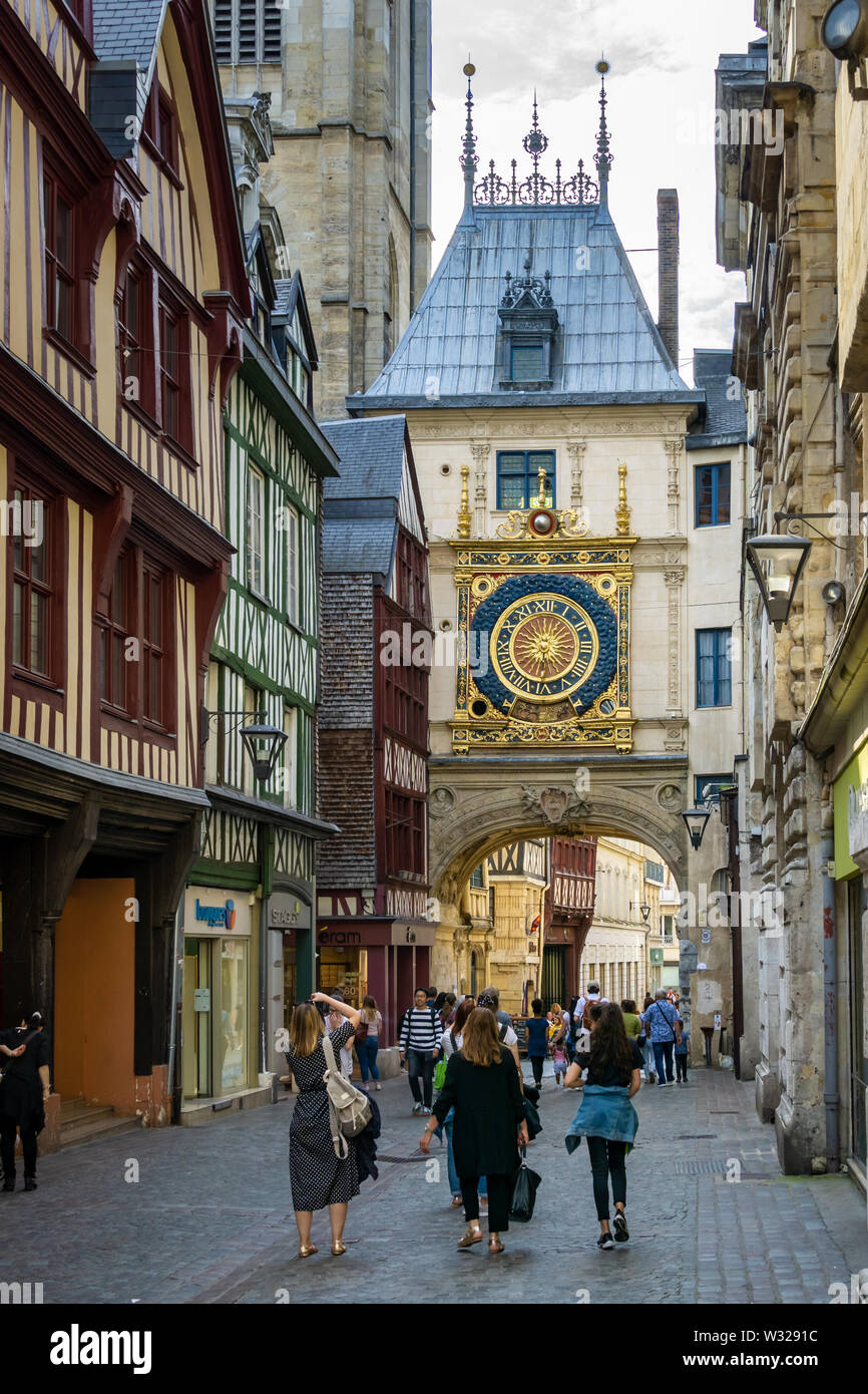 Gros-Horloge, astronomical clock, landmark of Rouen, Normandy, France ...