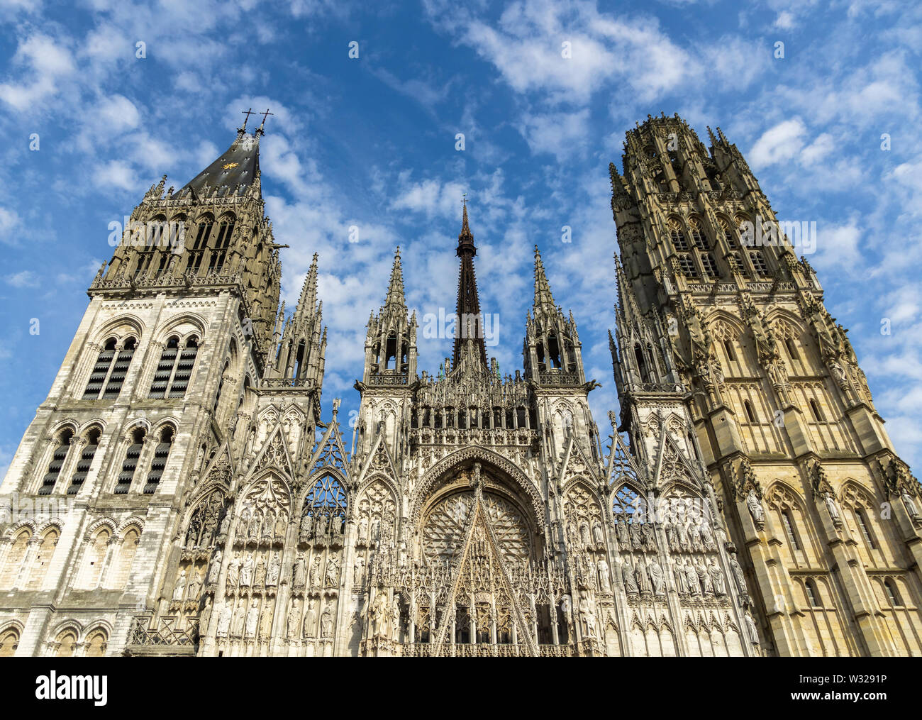 Medieval Our Lady Cathedral of Rouen exterior building, Normandy ...