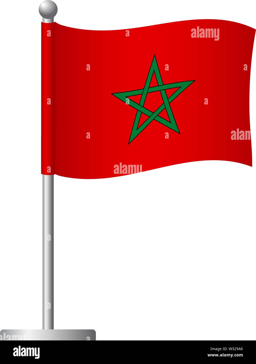 Morocco flag on pole. Metal flagpole. National flag of Morocco vector ...