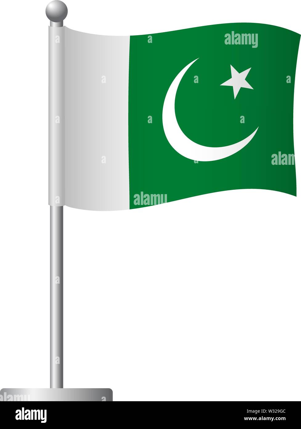 Pakistan flag on pole. Metal flagpole. National flag of Pakistan vector ...