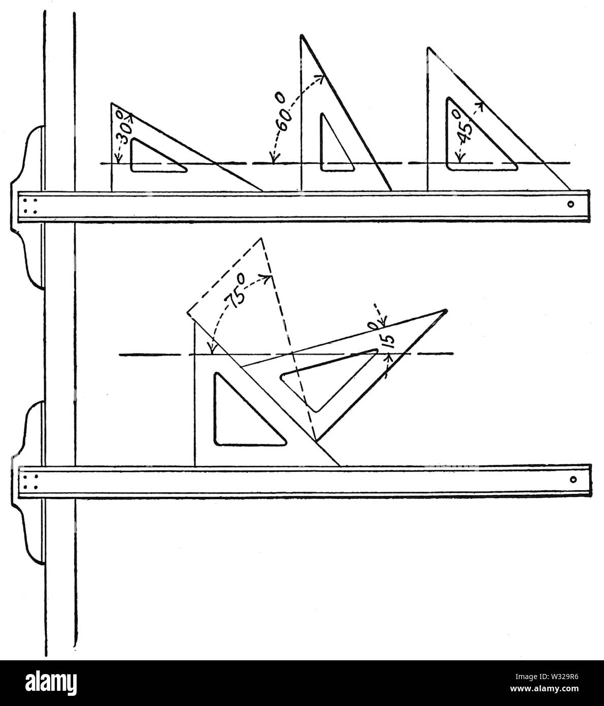 Smd d019 method of drawing various angles by use of triangles Stock ...