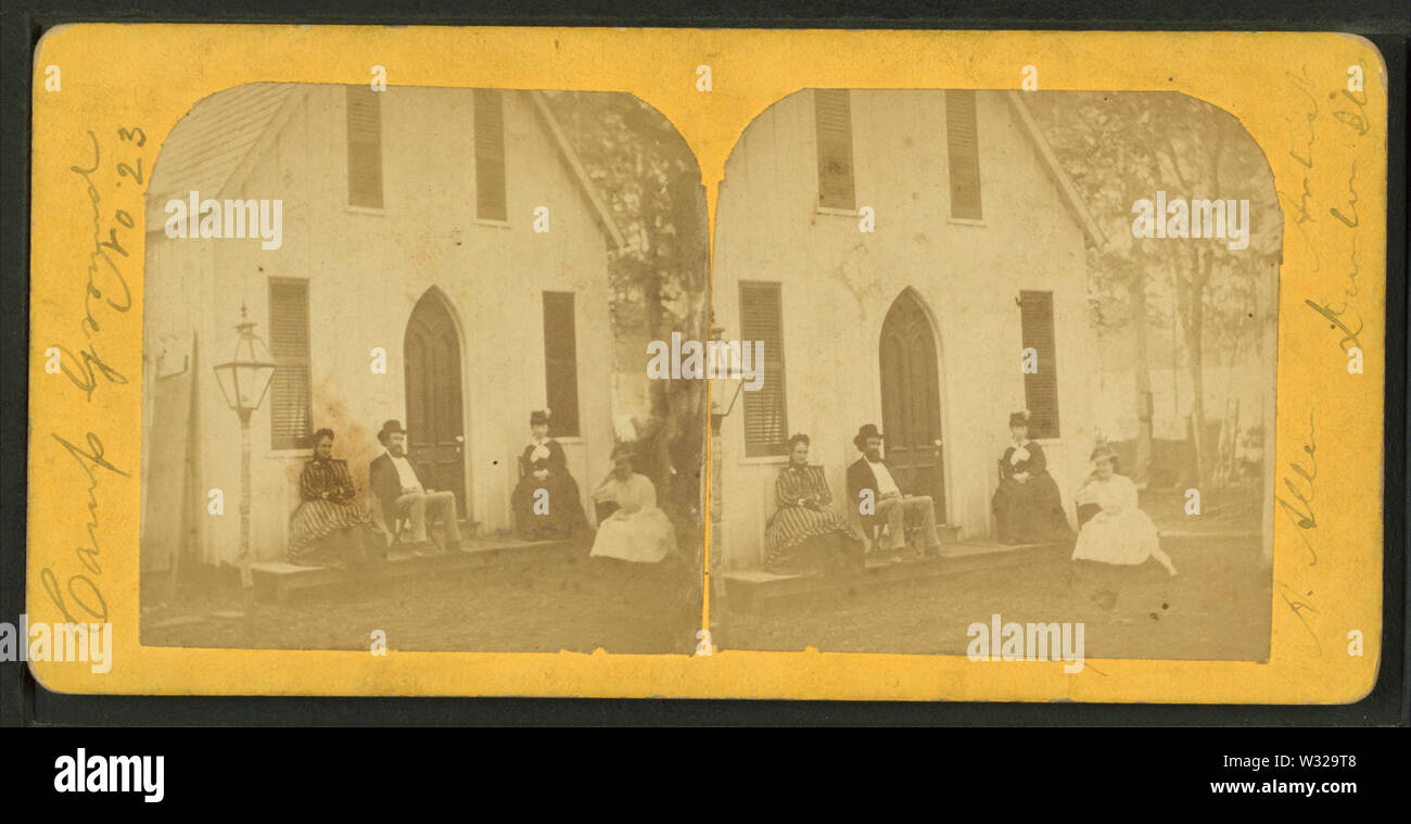 Small group of people sitting in front of a cottage, by Alexander Allen ...