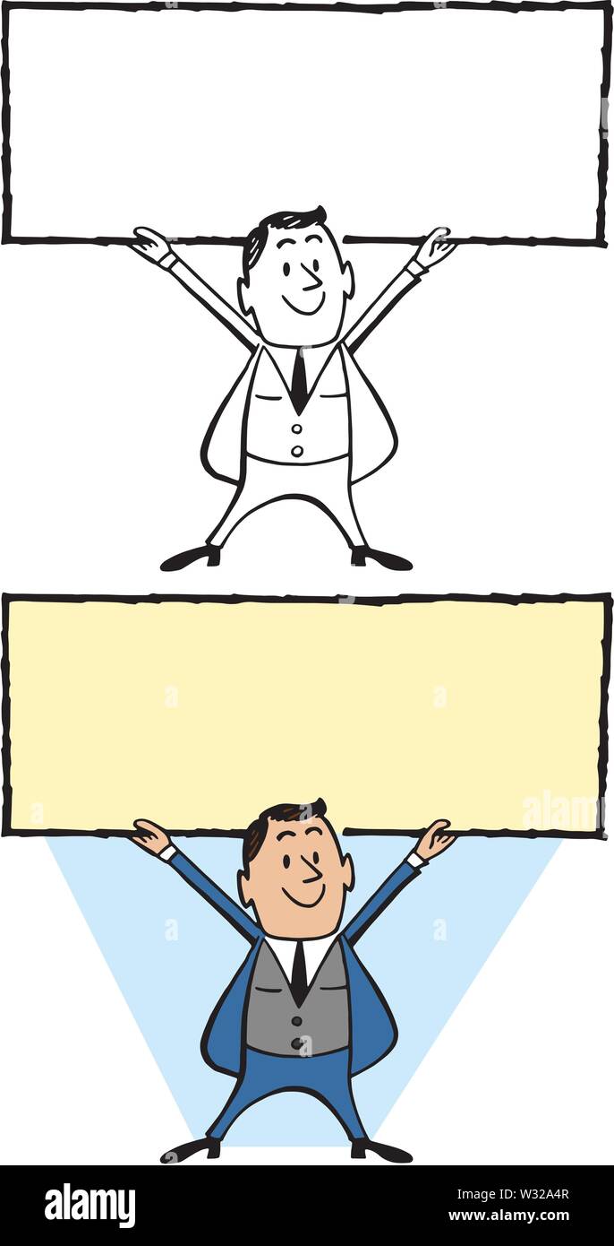 A smiling businessman holding up a blank sign Stock Vector Image & Art ...