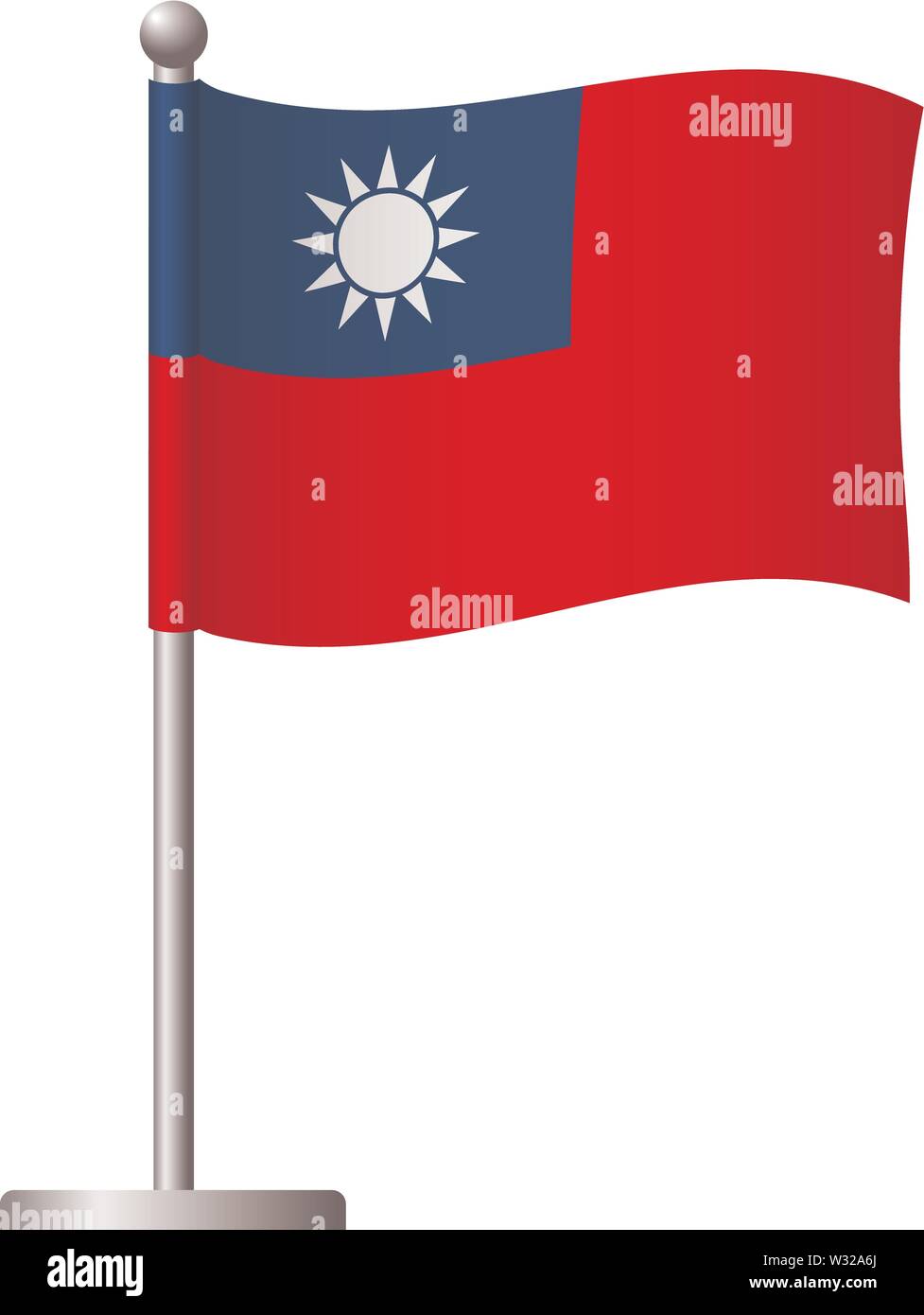 Taiwan flag on pole. Metal flagpole. National flag of Taiwan vector ... Taiwan flag on pole. Metal flagpole. National flag of Taiwan vector ...
