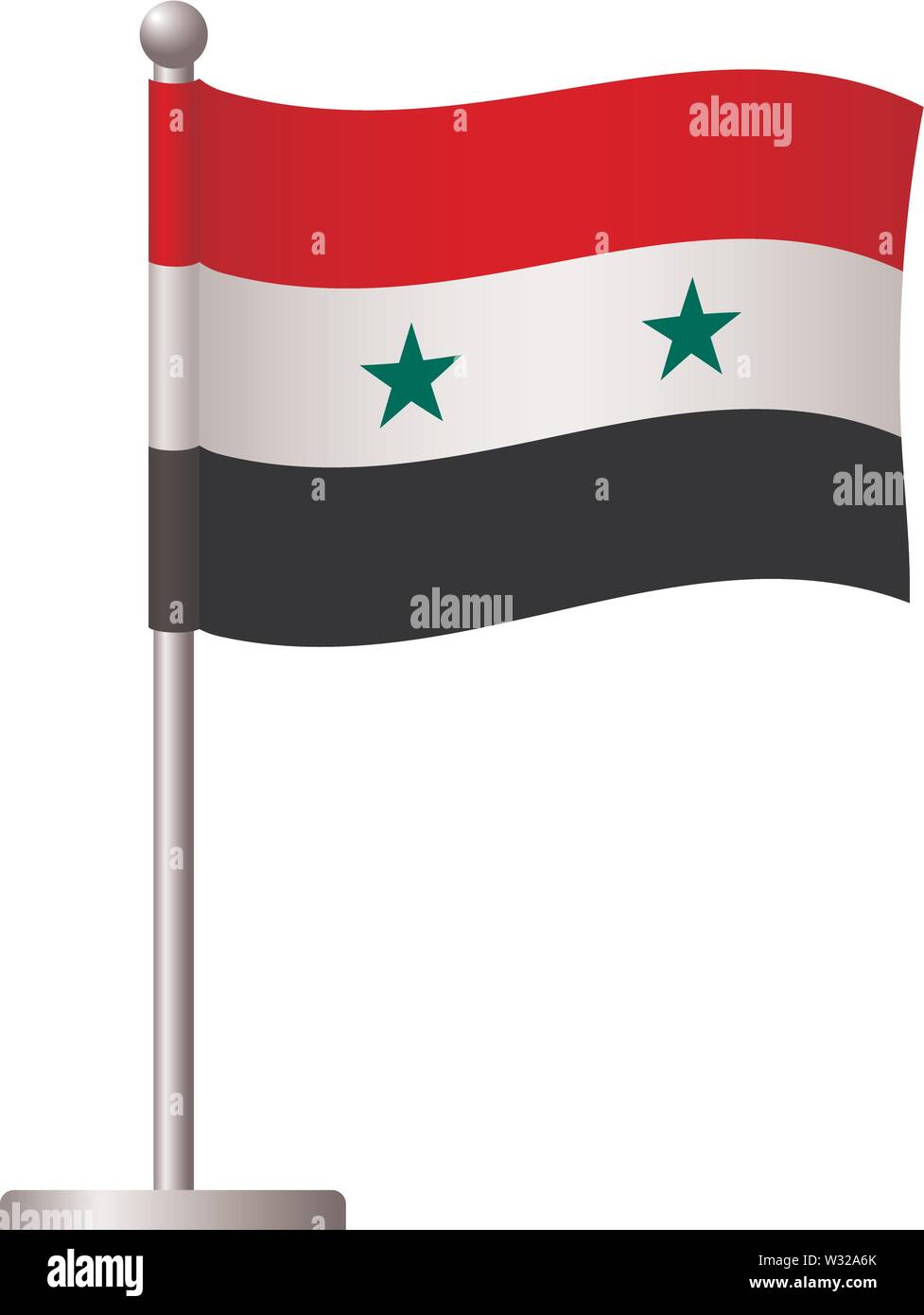 Syria flag on pole. Metal flagpole. National flag of Syria vector ...