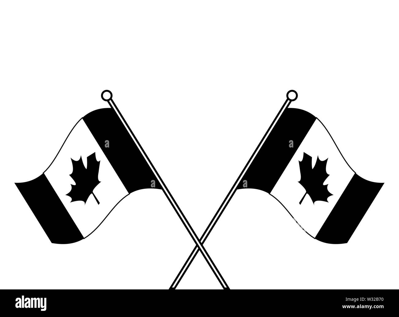 flags of canada patriotic in stick crossed vector illustration design ...