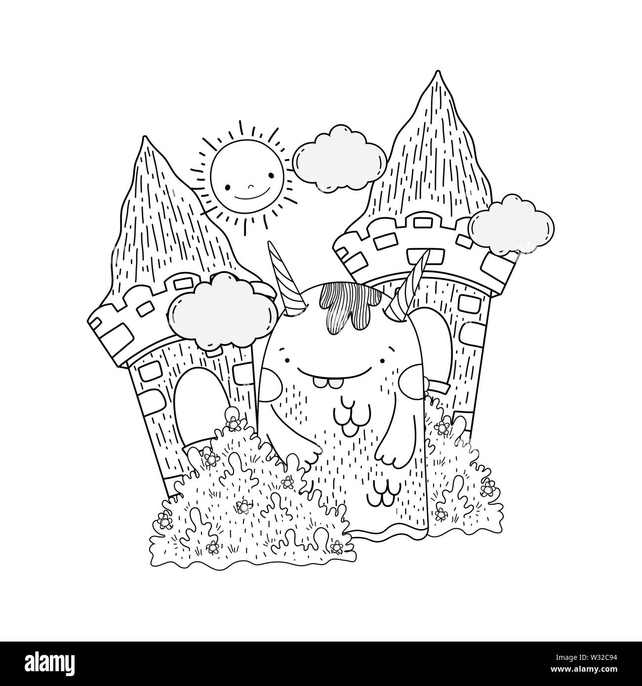 fairytale monster in the castle vector illustration design Stock Vector ...