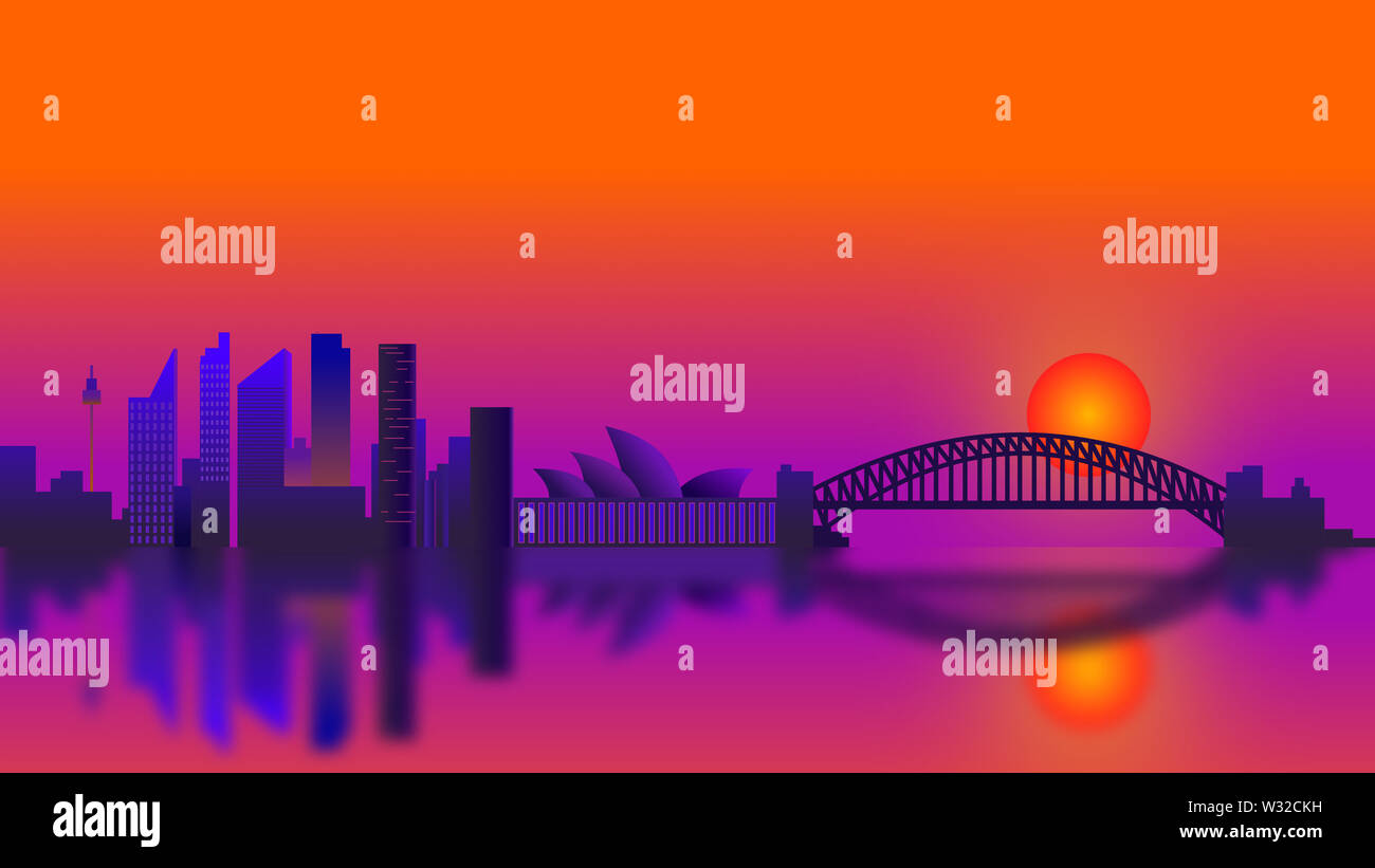 Reflection of Sydney harbour bridge with the sunset Stock Photo - Alamy