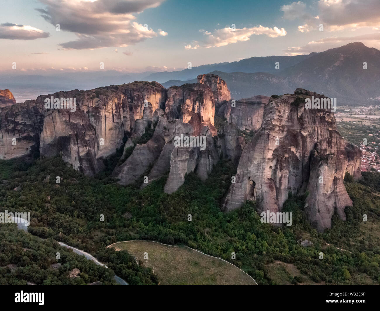 Monastery Meteora Greece. Stunning summer panoramic landscape. View at ...