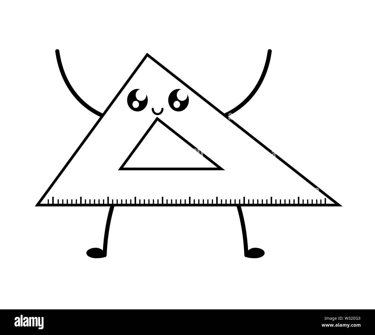 triangle rule school supply kawaii style vector illustration design ...