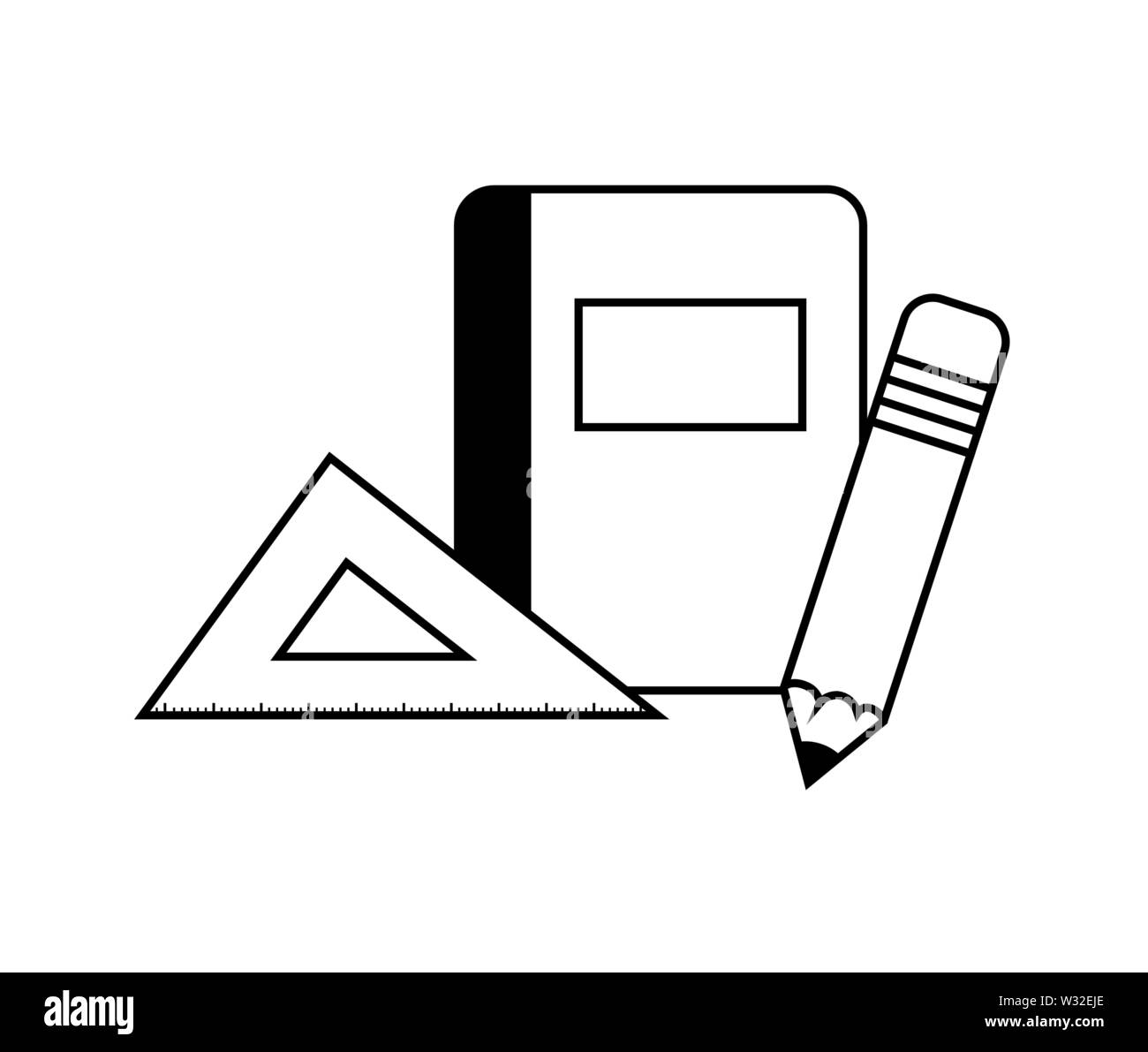 textbook with ruler and pencil supplies vector illustration design ...