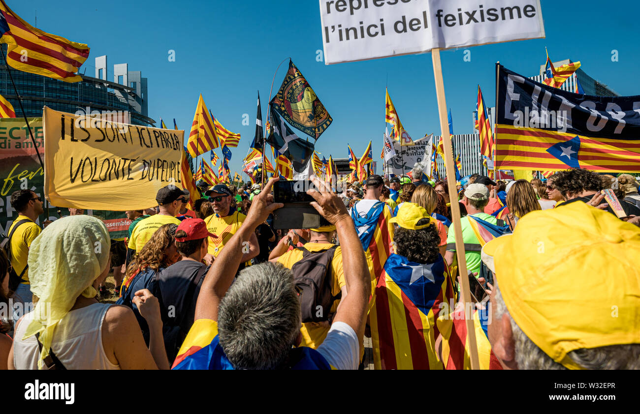 Strasbourg, France - Jul 2 2019: Thousands of Estelada Catalan ...