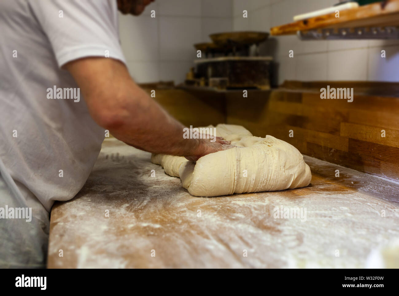 Daily production of bread baked with wood oven with traditional method ...