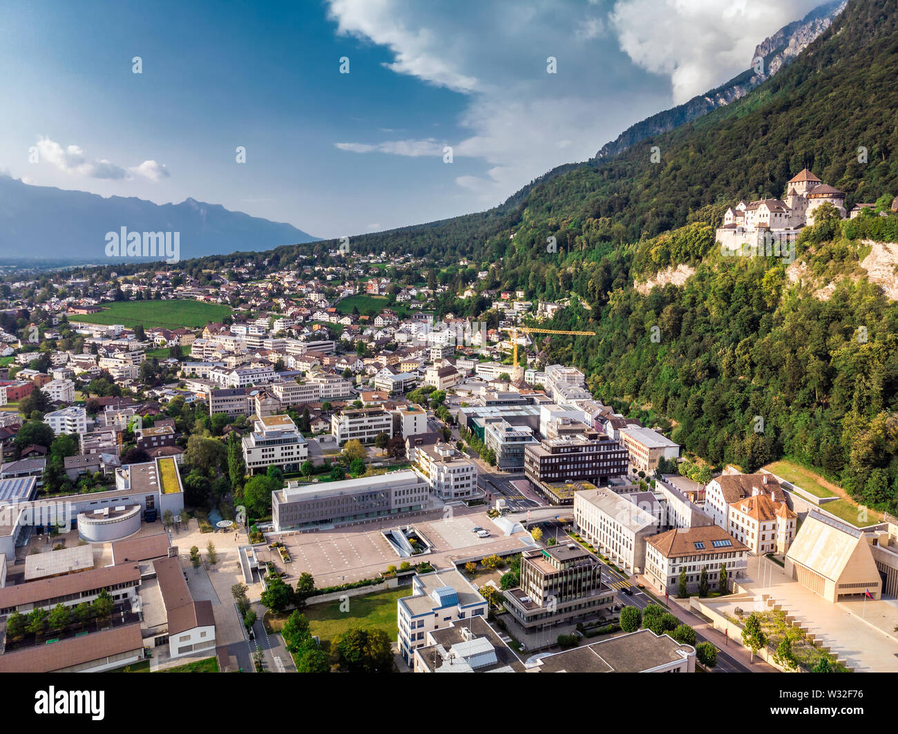 Vaduz Liechtenstein capital aerial view from the drone Stock Photo - Alamy