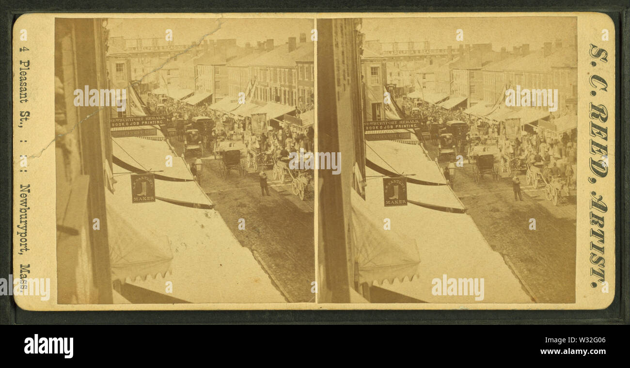 Street thronged with buggy and wagon traffic, by S C Reed Stock Photo ...