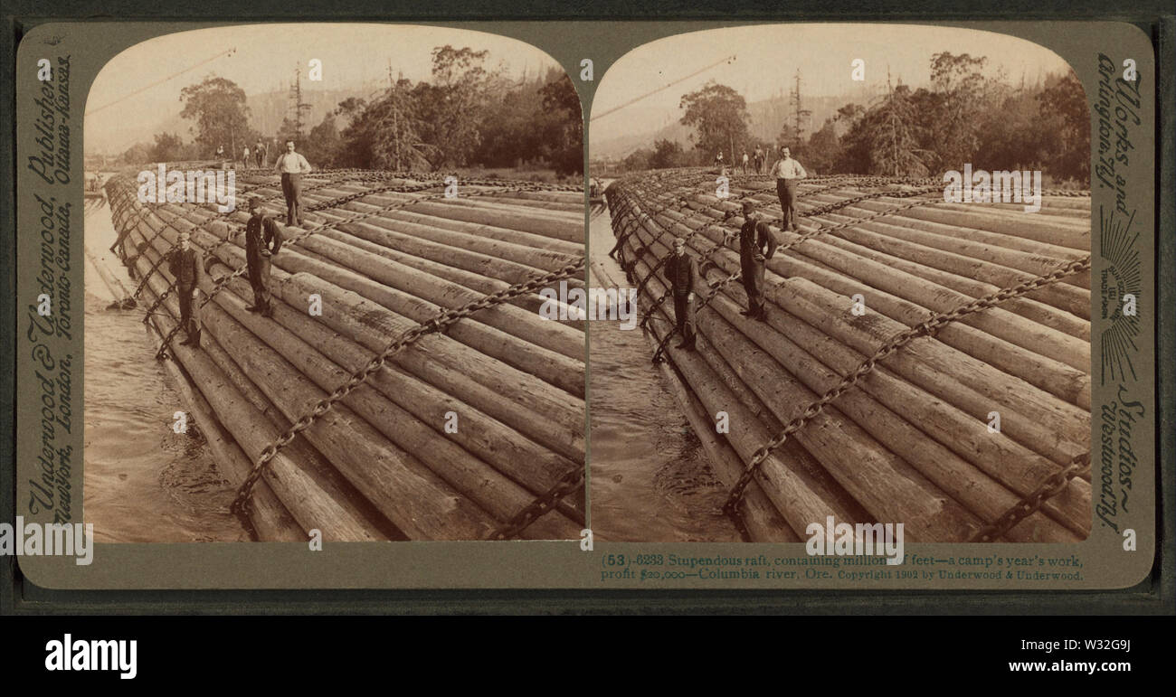 Stupendous Log-raft, containing millions of feet Columbia River, Oregon ...