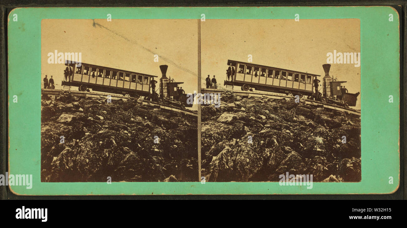 Summit of Mt Washington and railroad train, from Robert N Dennis ...