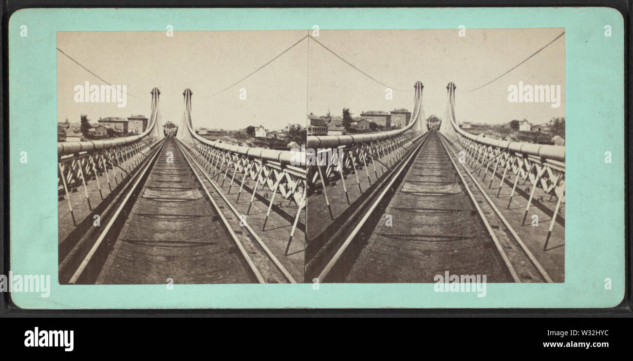 Suspension Bridge, Niagara, railway, from Robert N Dennis collection of ...