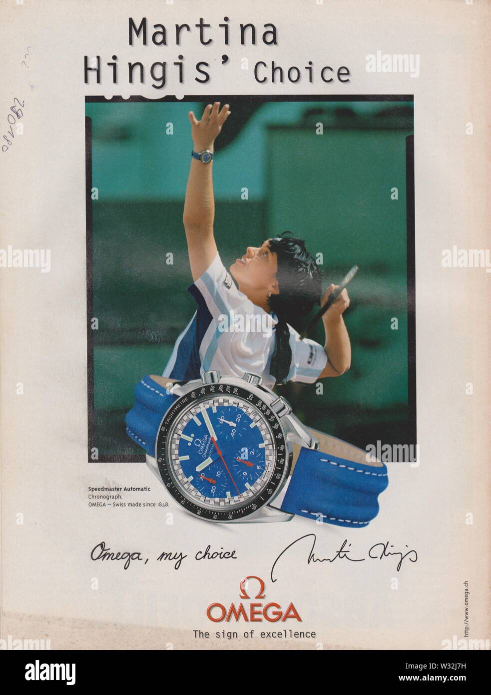 poster advertising OMEGA watch in paper magazine from 1998 year ...