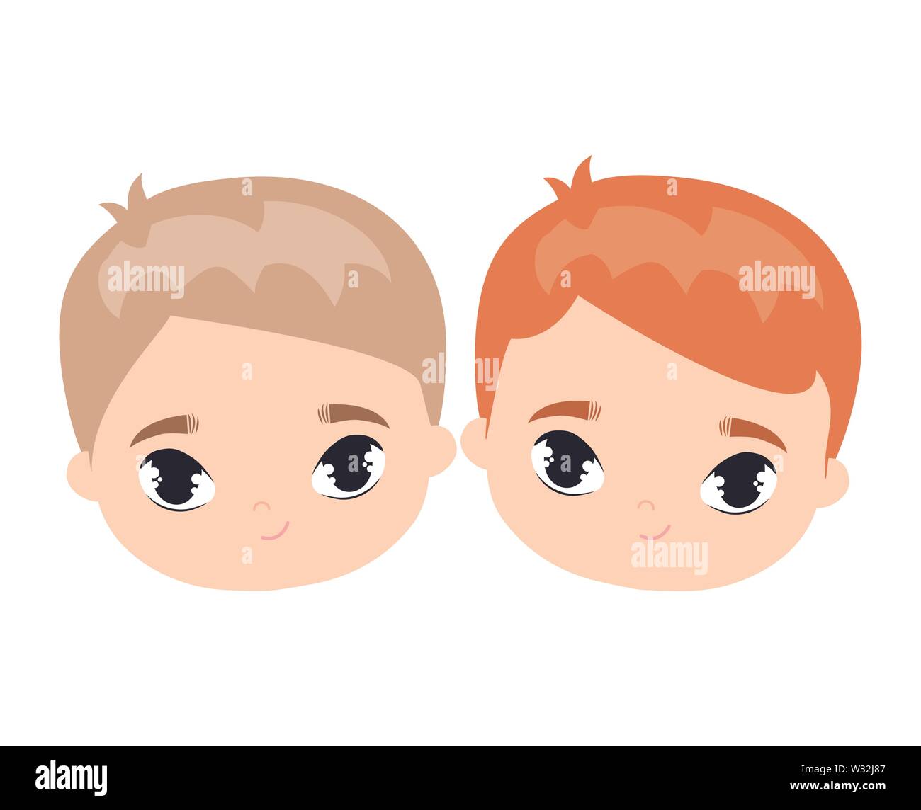 heads of cute little kids avatar character vector illustration design ...