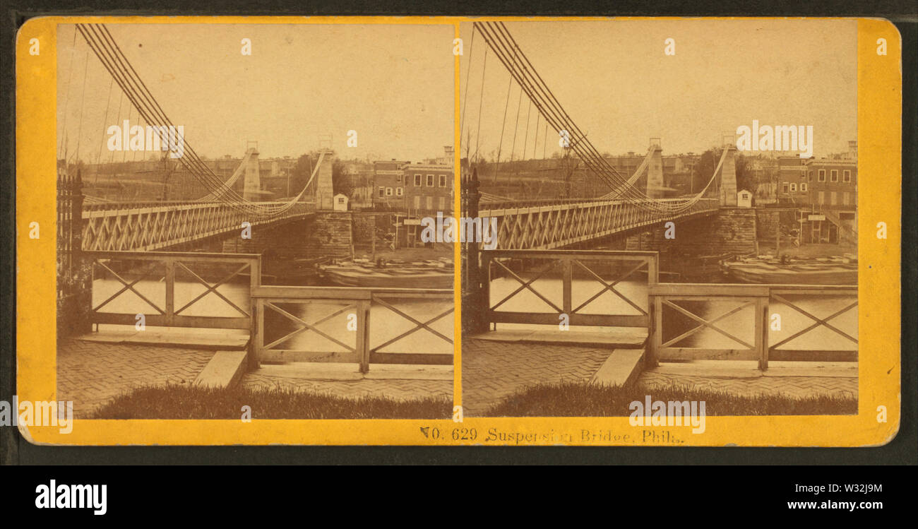 Suspension bridge, Philadelphia, by Kilburn Brothers 3 Stock Photo - Alamy