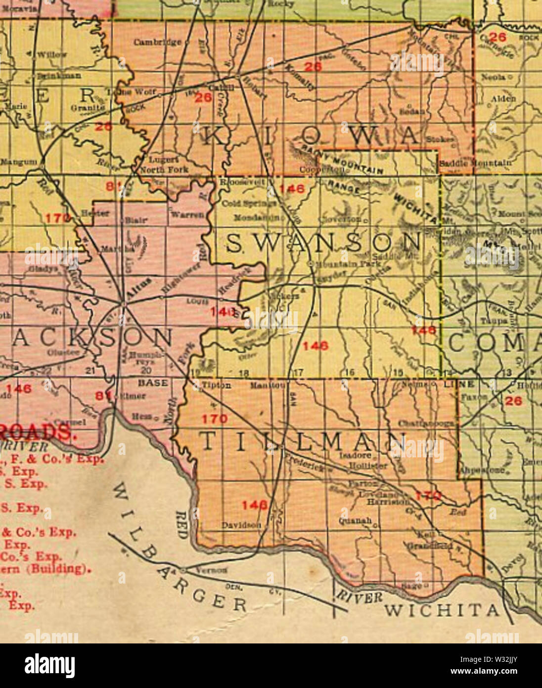 Swanson Co OK map Stock Photo - Alamy