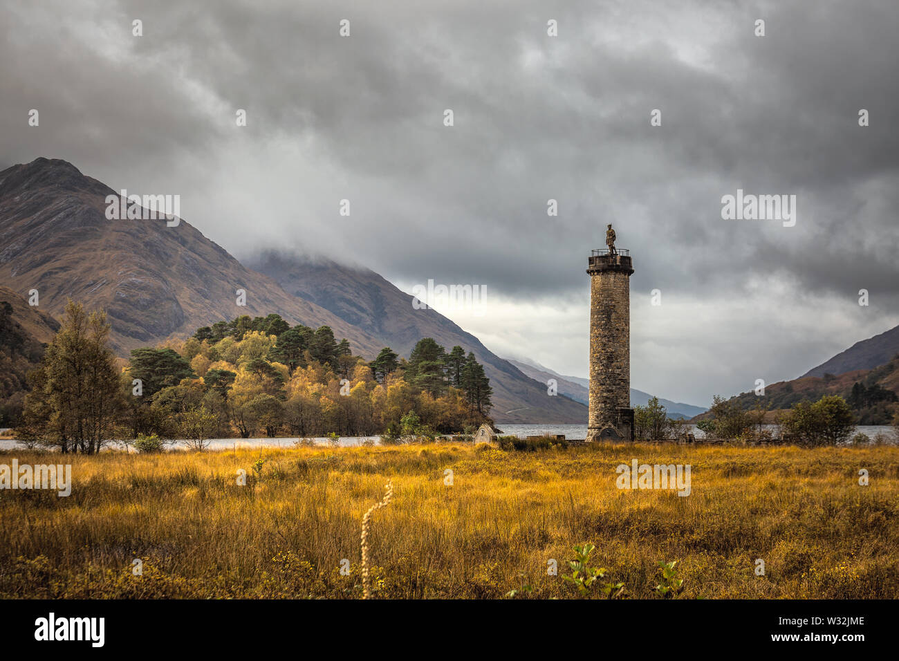 Panoramic view with famous Scottish lake Loch Shiel with Glenfinnan ...