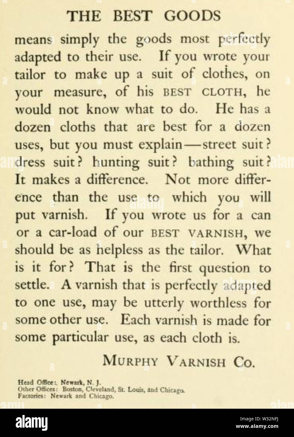 The Best Goods - Murphy Varnish Co ad by John Emory Powers Stock Photo ...