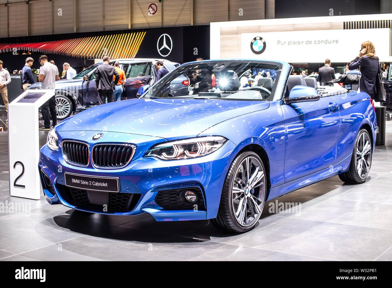 Geneva, Switzerland, March 2019 blue BMW 2 Series 230i cabiolet, Geneva ...