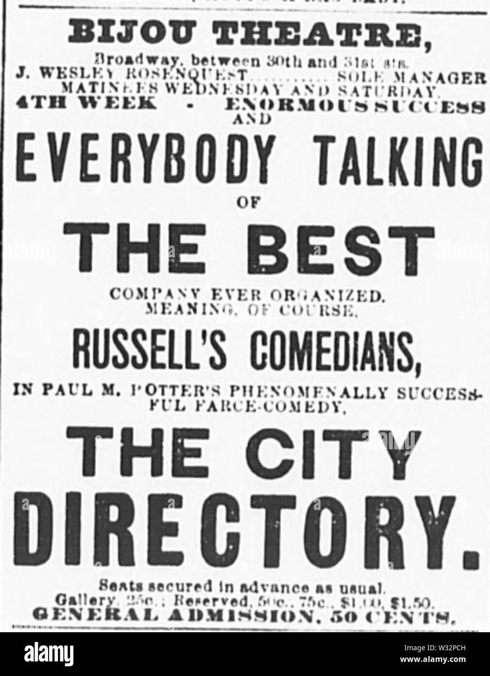 The City Directory ad NYSun 2 March 1890 Stock Photo - Alamy