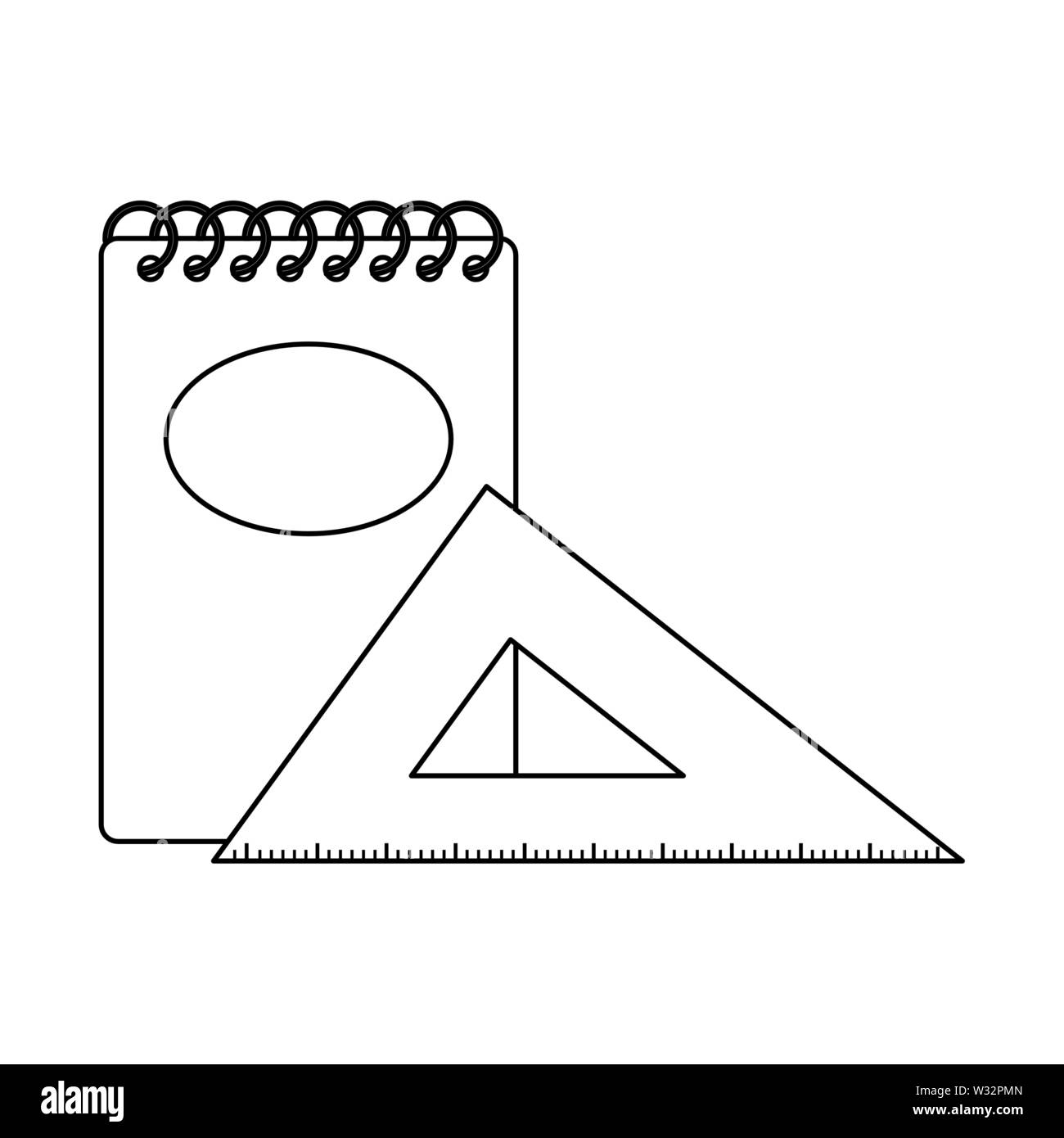 note book school with triangle rule vector illustration design Stock ...