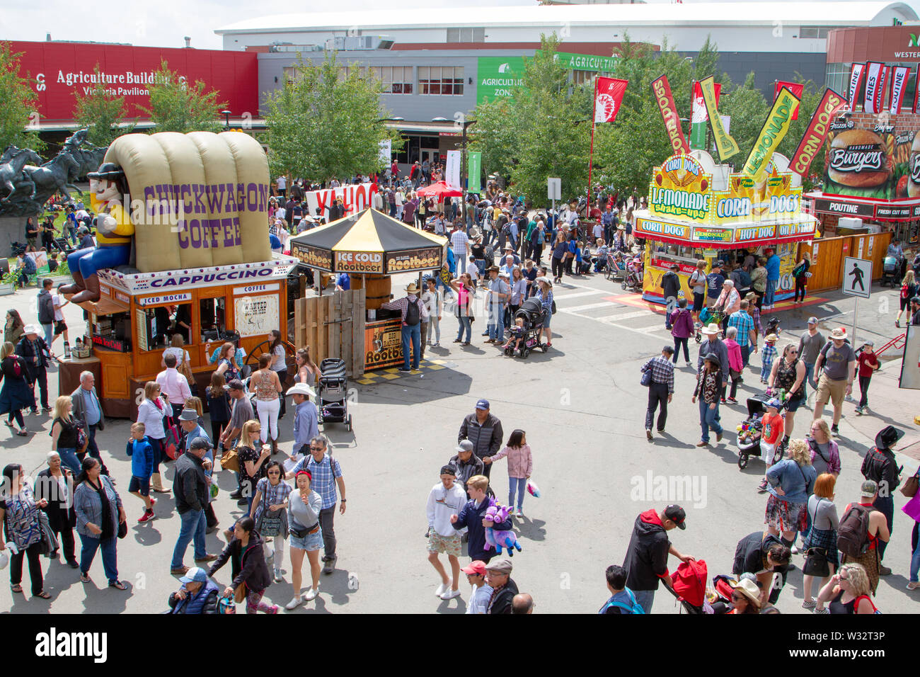 CALGARY, CANADA - JULY 9, 2019: A crowd filled the street on Olympic ...