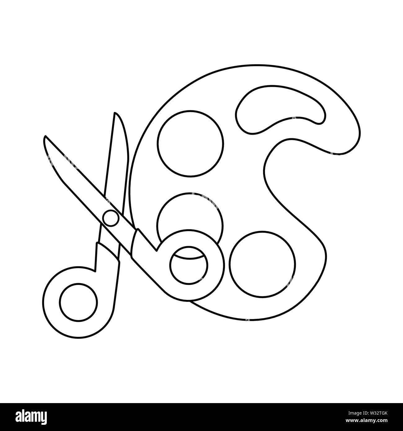 scissors school with paint palette vector illustration design Stock ...