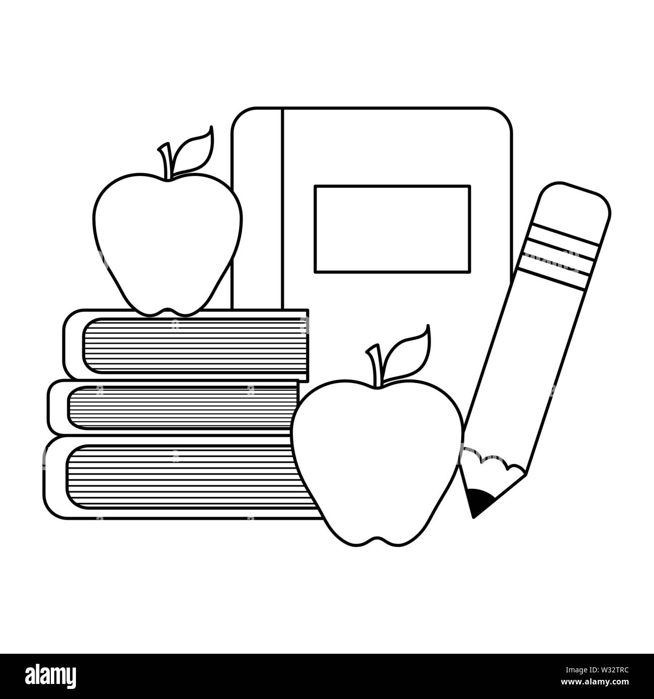 textbook school with supplies school vector illustration design Stock ...