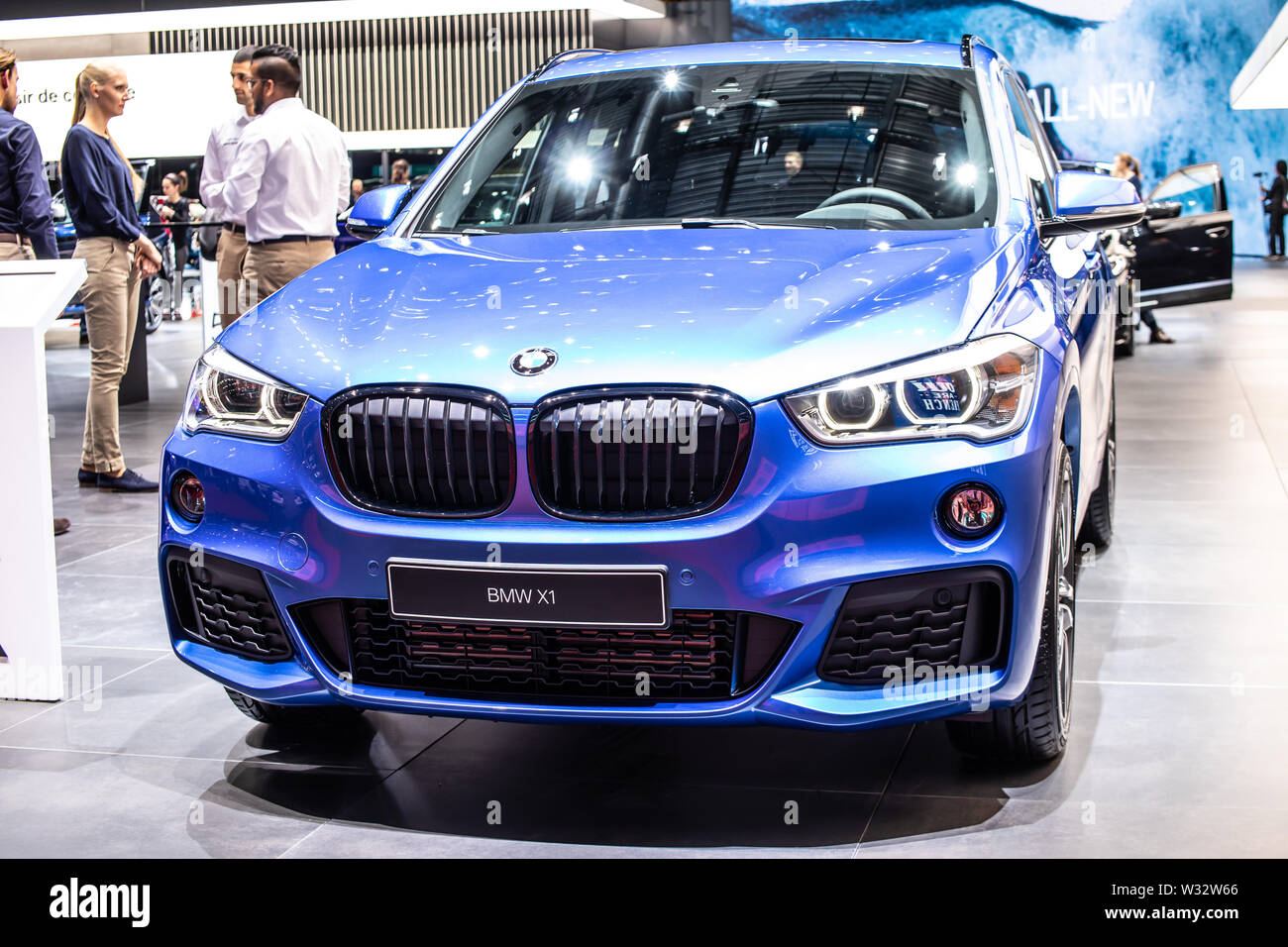Geneva, Switzerland, March 2019 blue BMW X1, Geneva International Motor ...