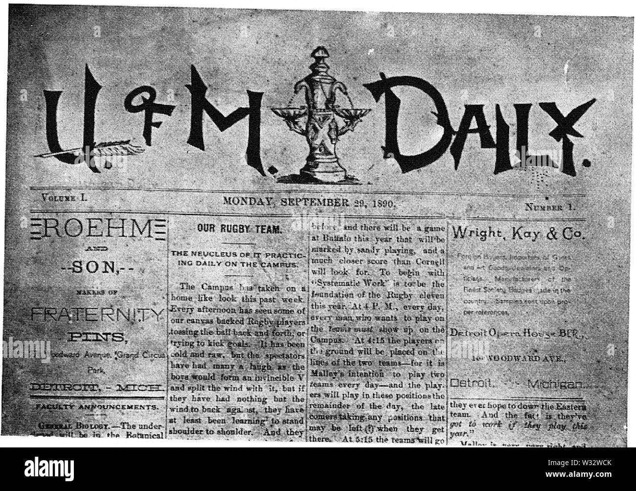 The Michigan Daily (first issue Stock Photo - Alamy