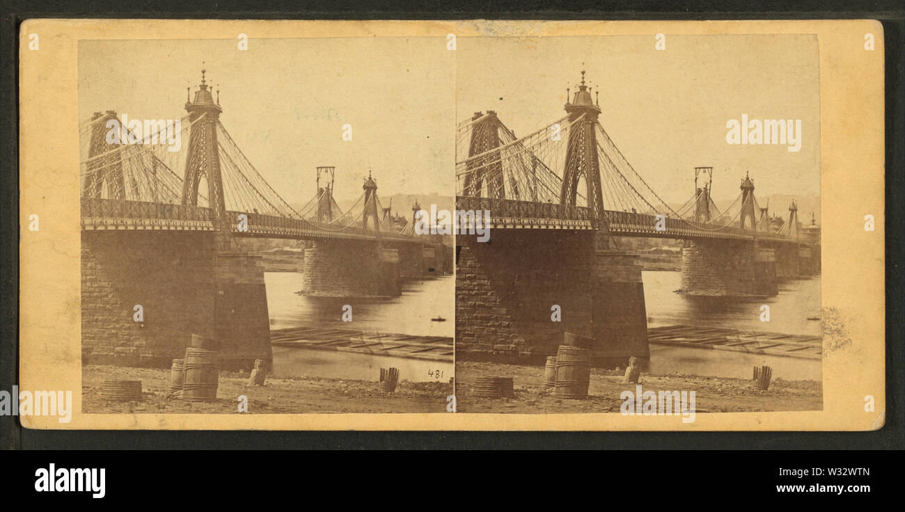 The beautiful Suspension Bridge across the Allegheny, at St Clair St ...