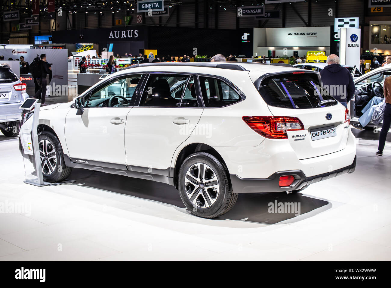 Geneva, Switzerland, March 2019: Subaru Outback at Geneva International ...