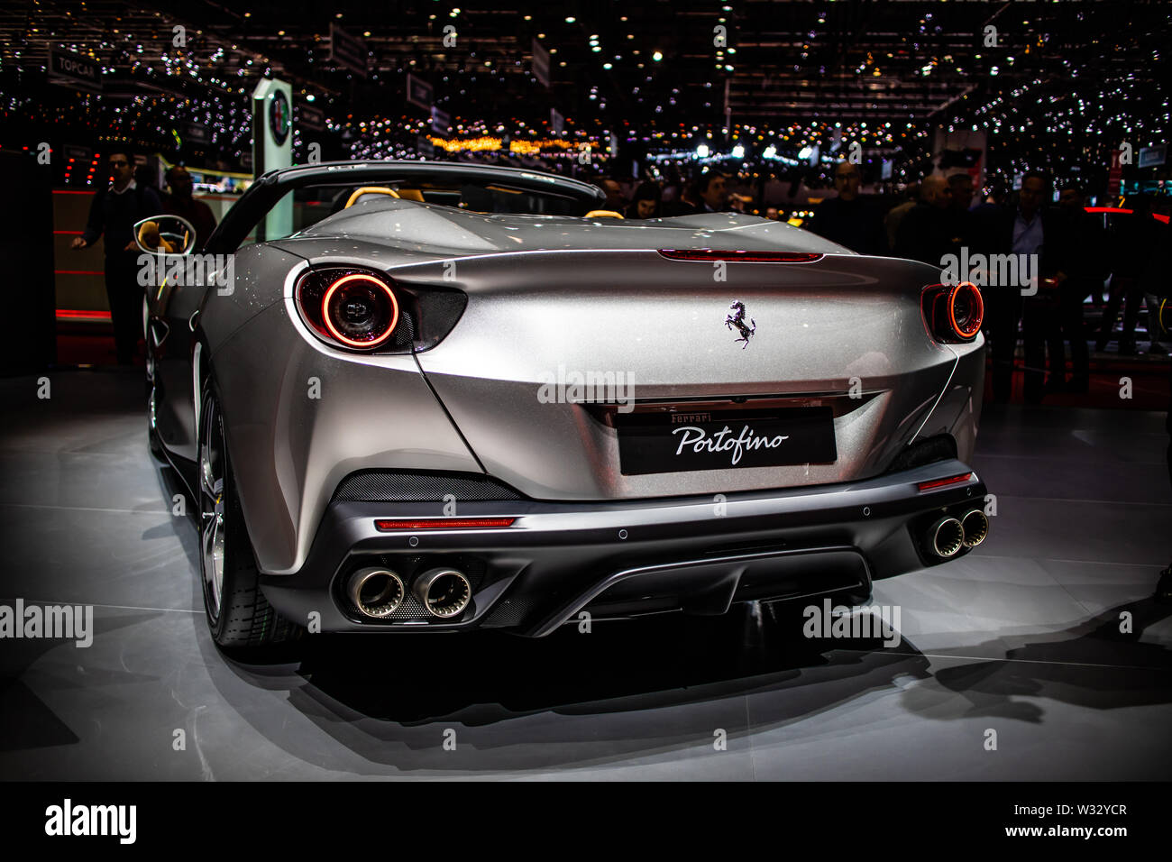 Geneva, Switzerland, March 2019 silver Ferrari Portofino, Geneva ...