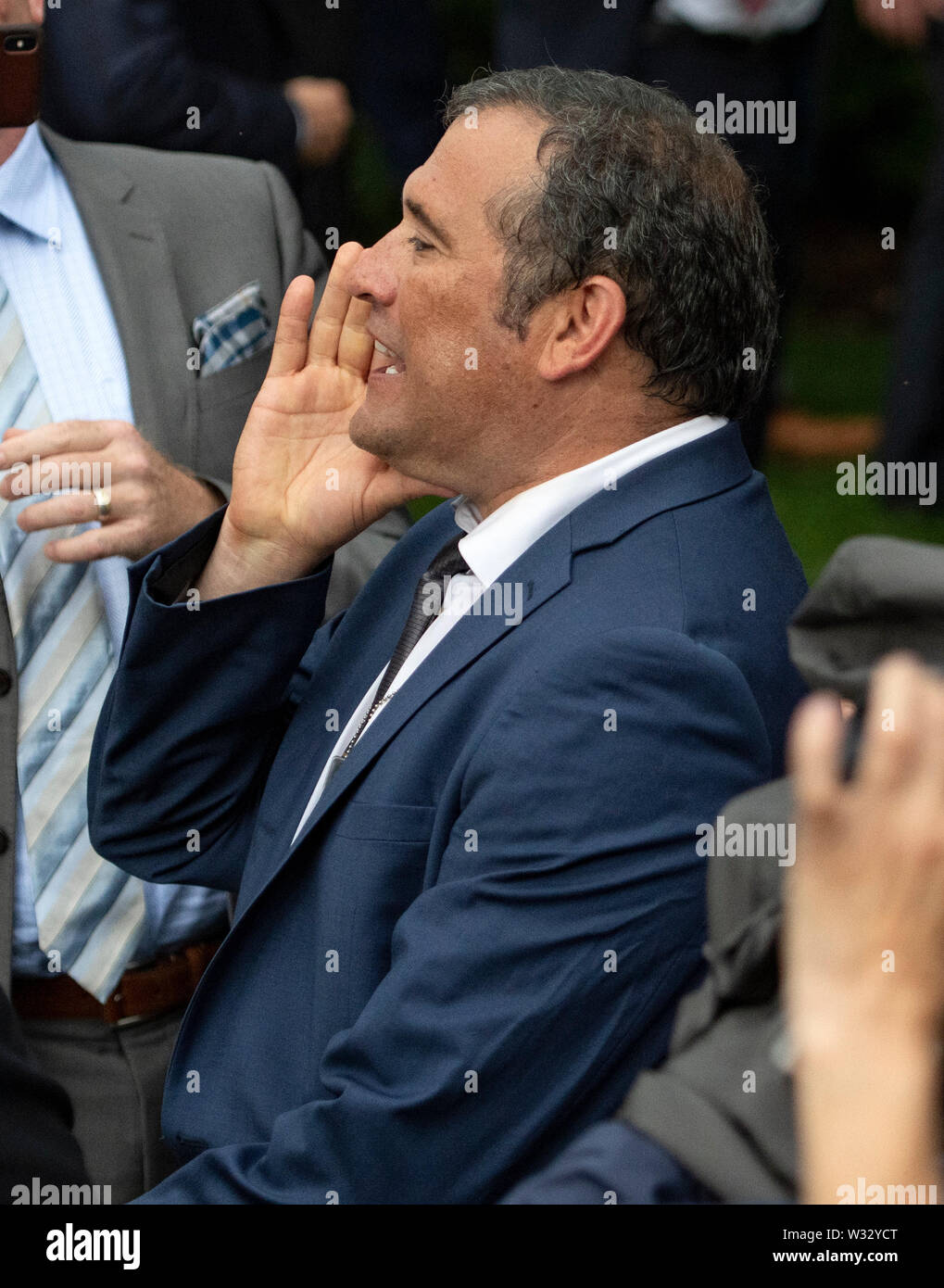 Brian Karem of Playboy Magazine reacts after speaking with Dr ...