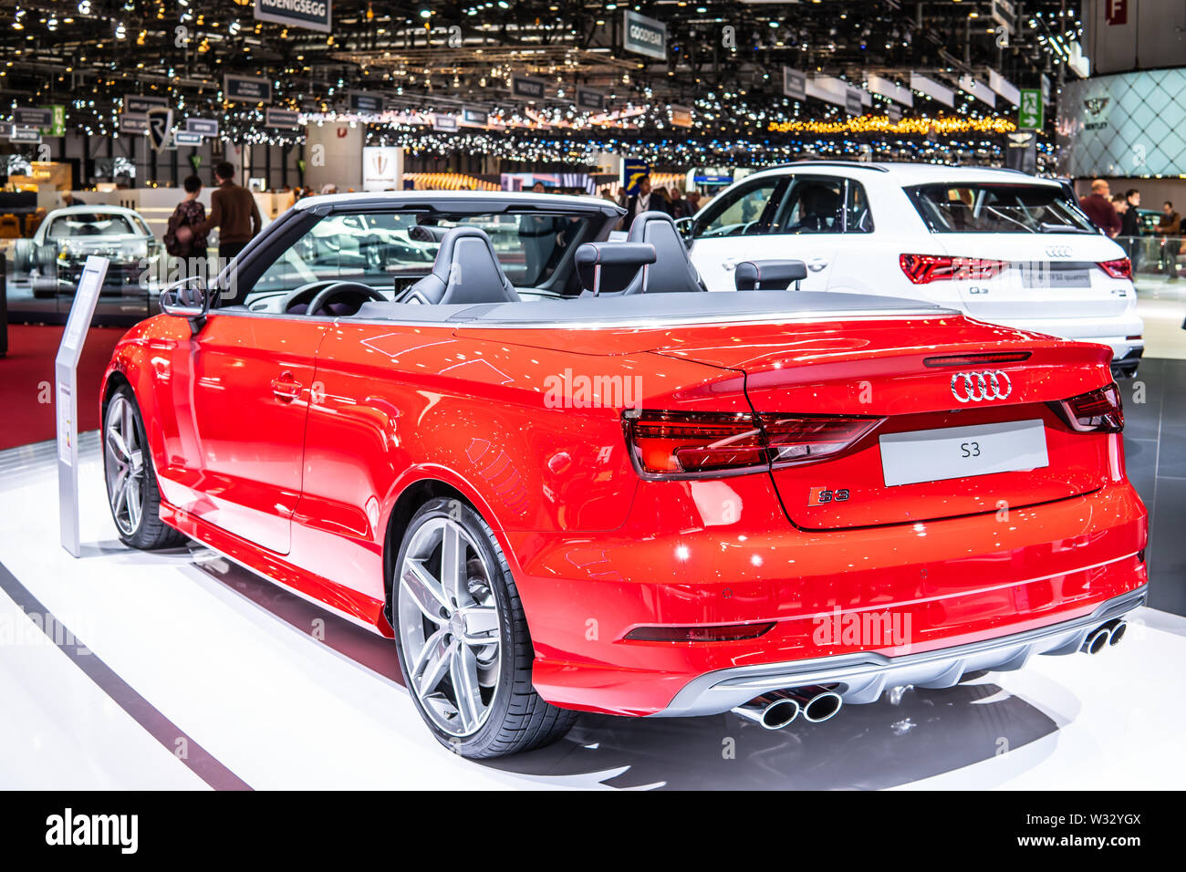 Geneva, March 2019 red Audi S3 2.0 TFSI Cabriolet, Geneva International ...