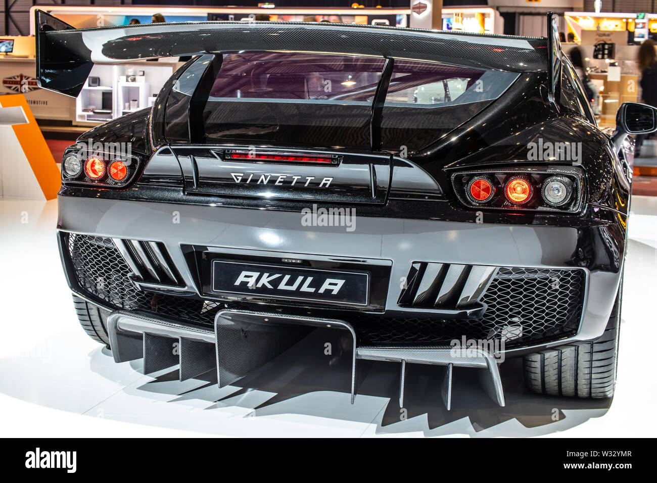 Geneva, March 2019 black Ginetta Akula, Geneva International Motor Show ...