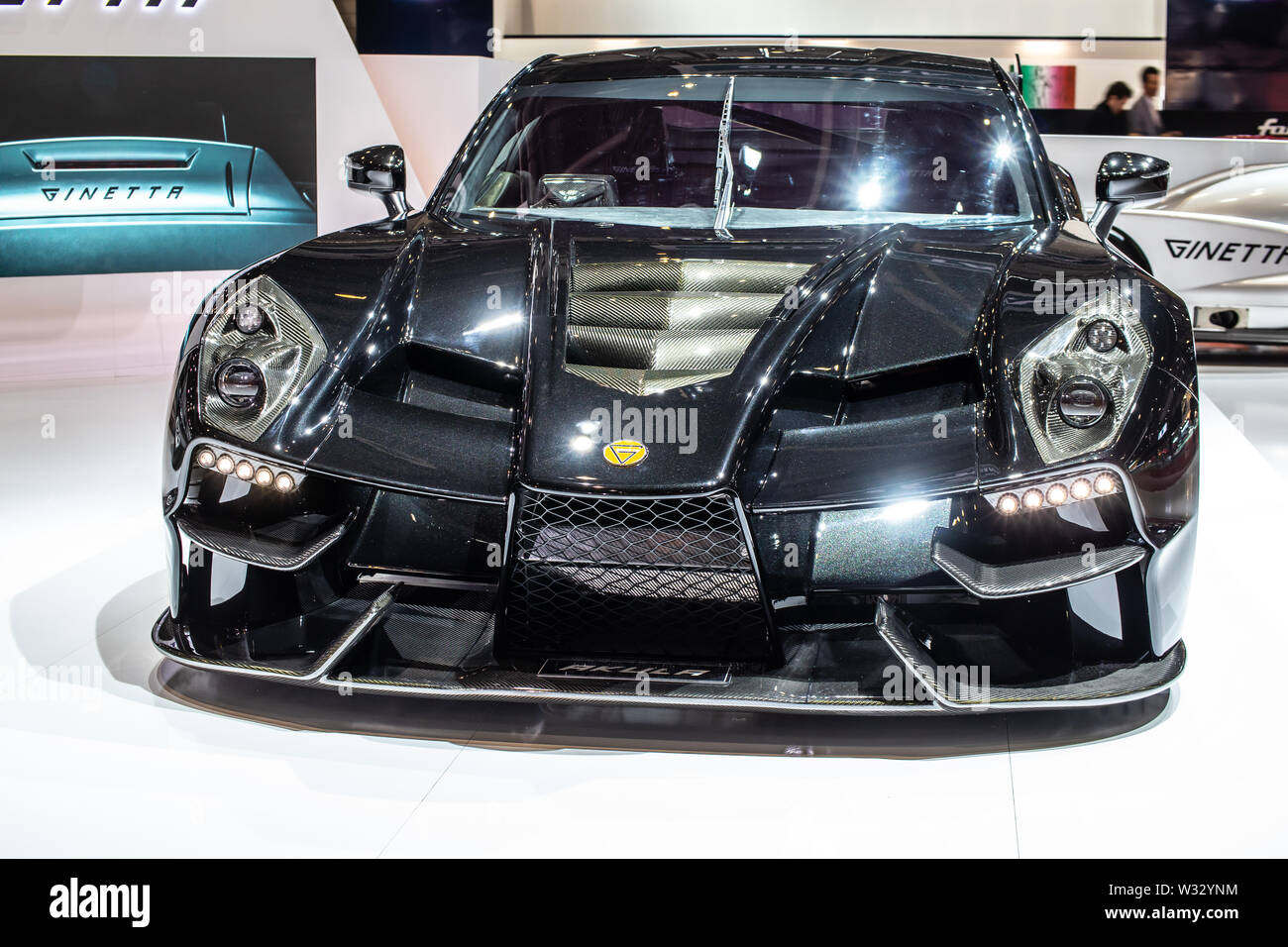 Geneva, March 2019 black Ginetta Akula, Geneva International Motor Show ...
