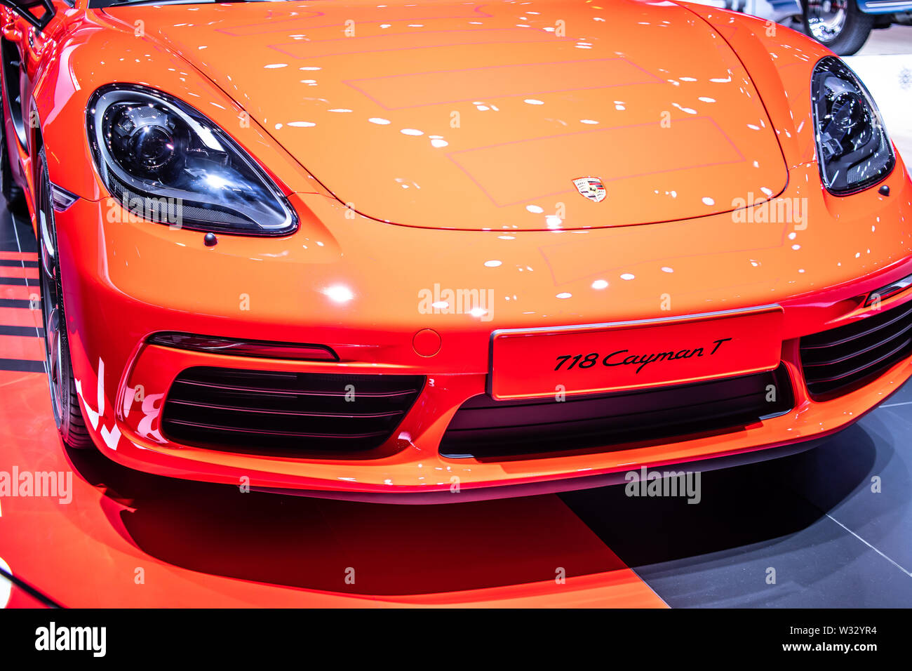 Geneva, Switzerland, March 2019 red Porsche 718 Cayman T, Geneva ...