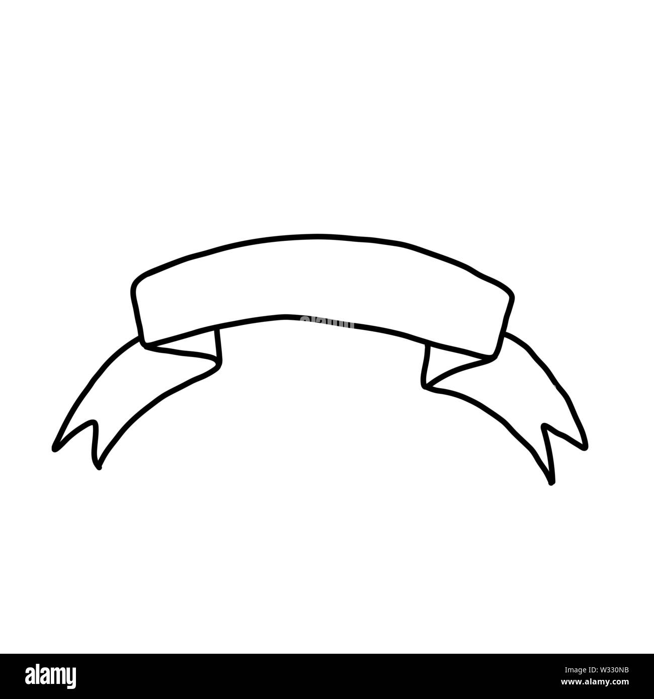 Drawing ribbon banner decoration Black and White Stock Photos & Images ...