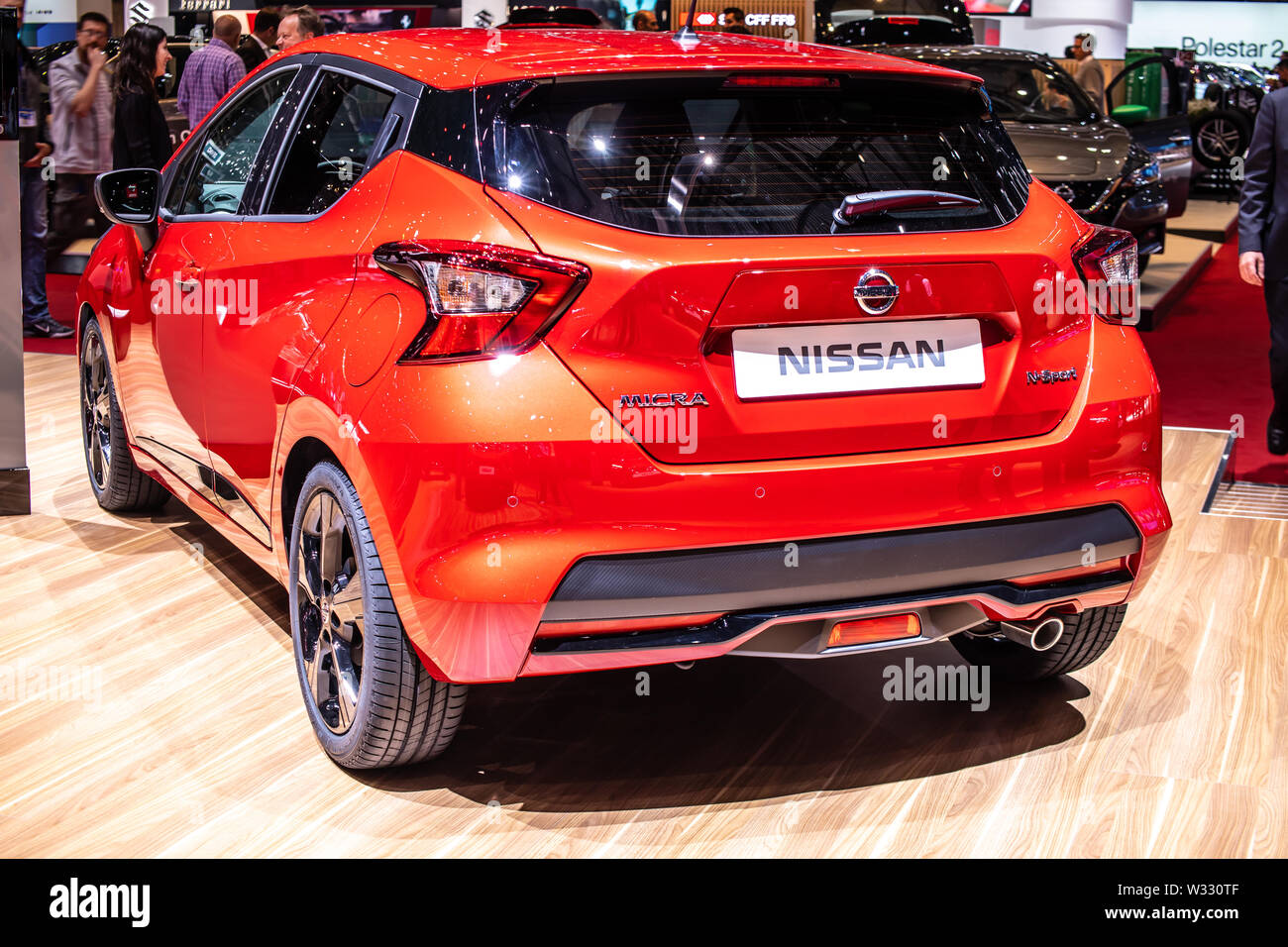 Geneva, March 2019 red Nissan Micra V, Geneva International Motor Show ...